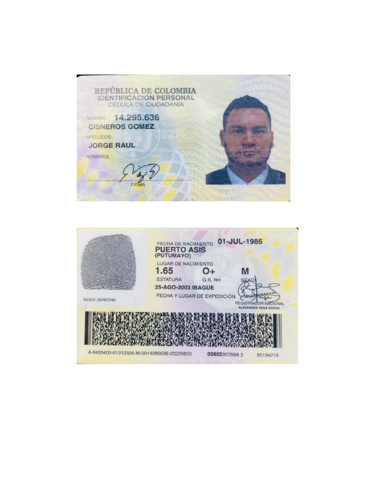 Cedula Jorge Cisneros Nueva | PDF