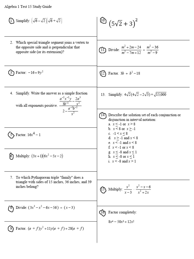 Algebra I Test 15 SG With Key | PDF | Euclidean Geometry | Mathematical ...