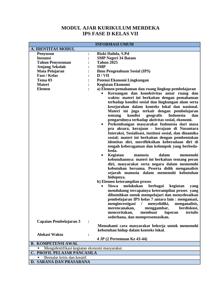 Modul Ajar Kurikulum Merdeka | PDF