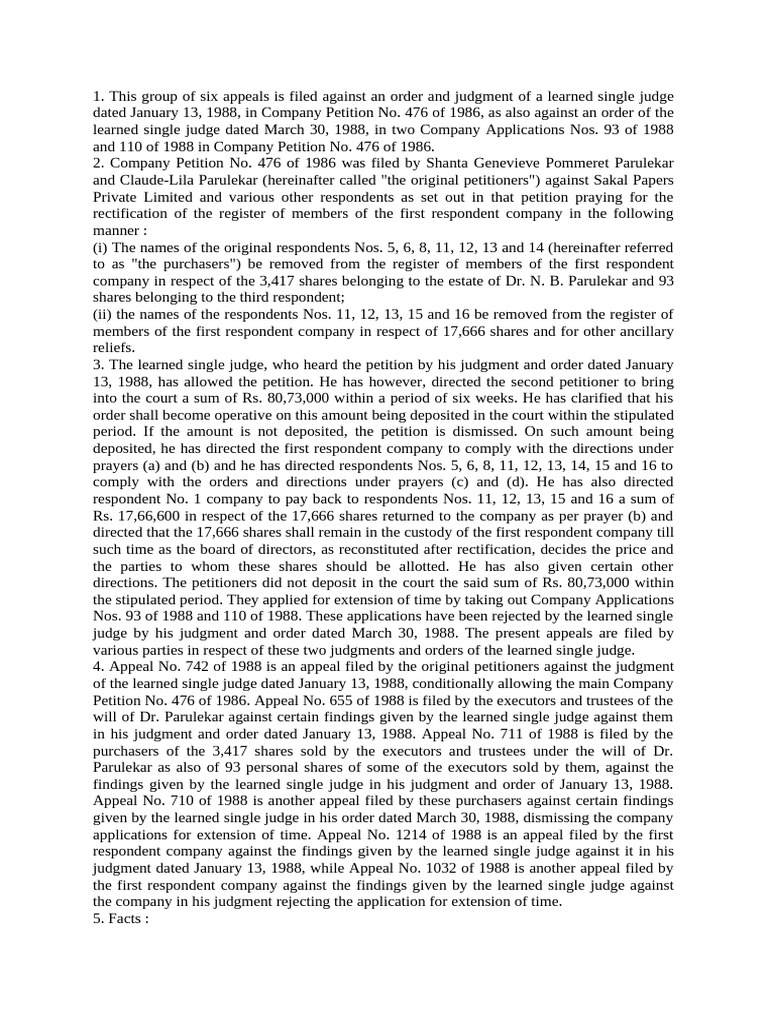 Banoo J. Coyajee V Shanta G P Parulekar | PDF | Valuation (Finance) | Board Of Directors