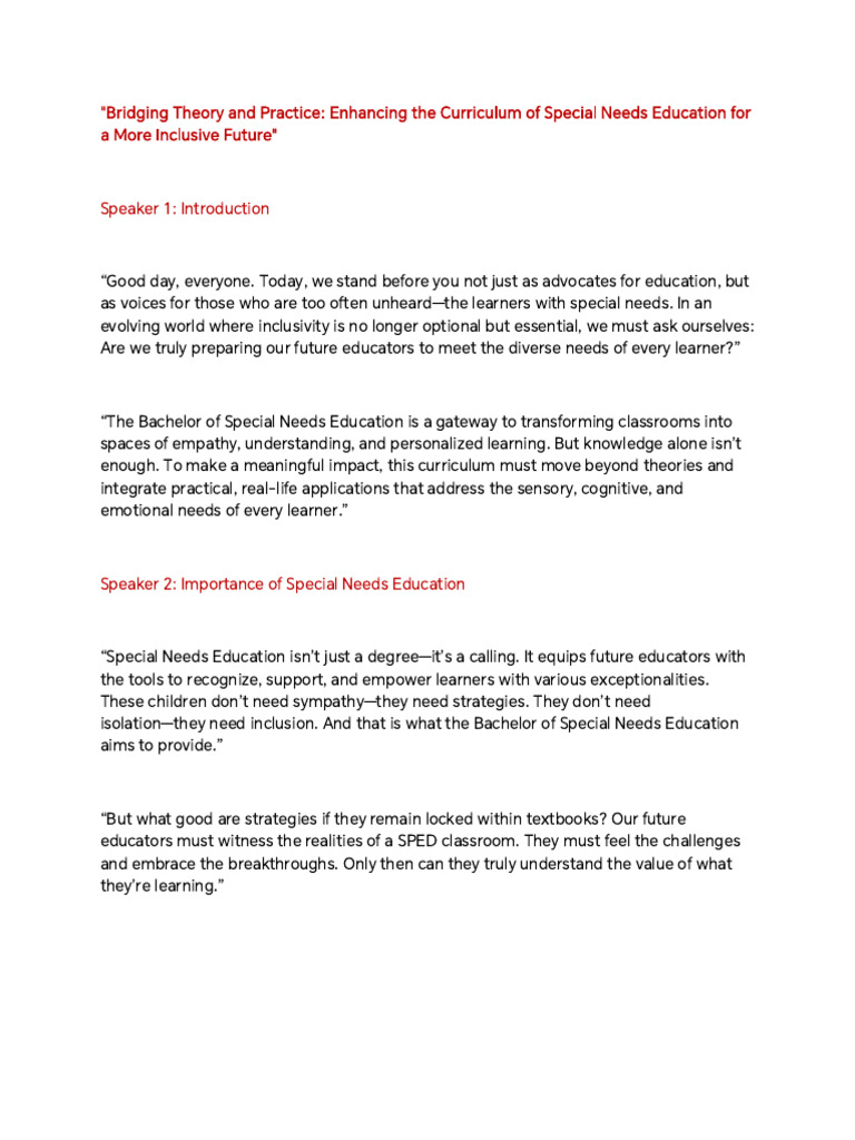 Proposal - Persuasive Speech | PDF | Learning | Special Education