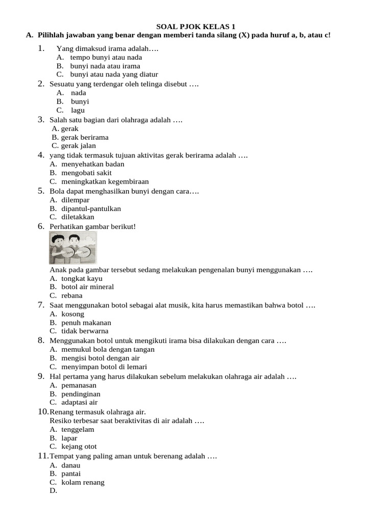 Soal Asts Pjok Kelas 1 Les | PDF