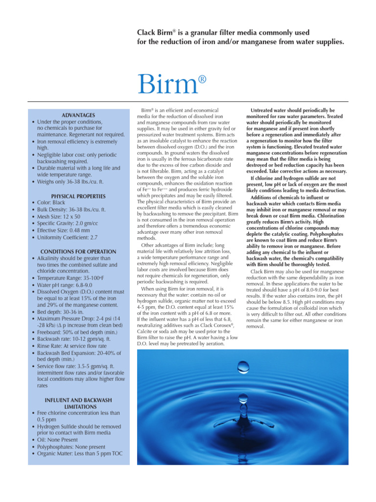 Birm® Filter Media for Iron Removal | PDF | Water | Iron