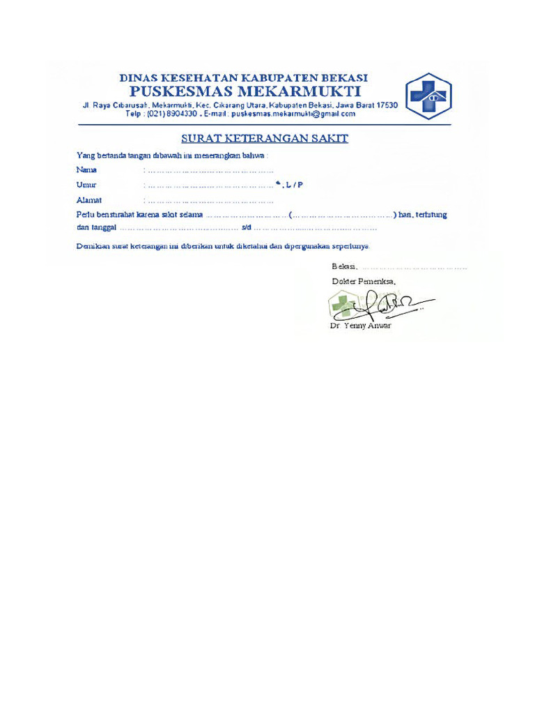 Surat Keterangan Dokter Polos BKS | PDF