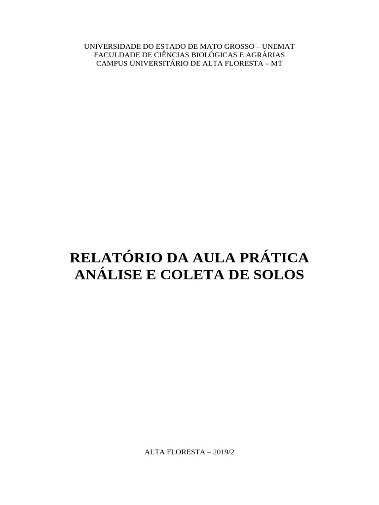 Coleta e Análise de Solos em Alta Floresta | PDF | Solo | Amostragem (Estatística)