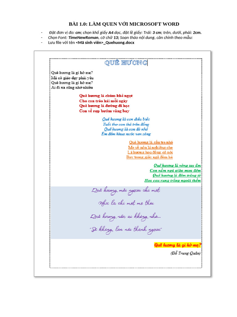 Bai1 2-Quehuong | PDF