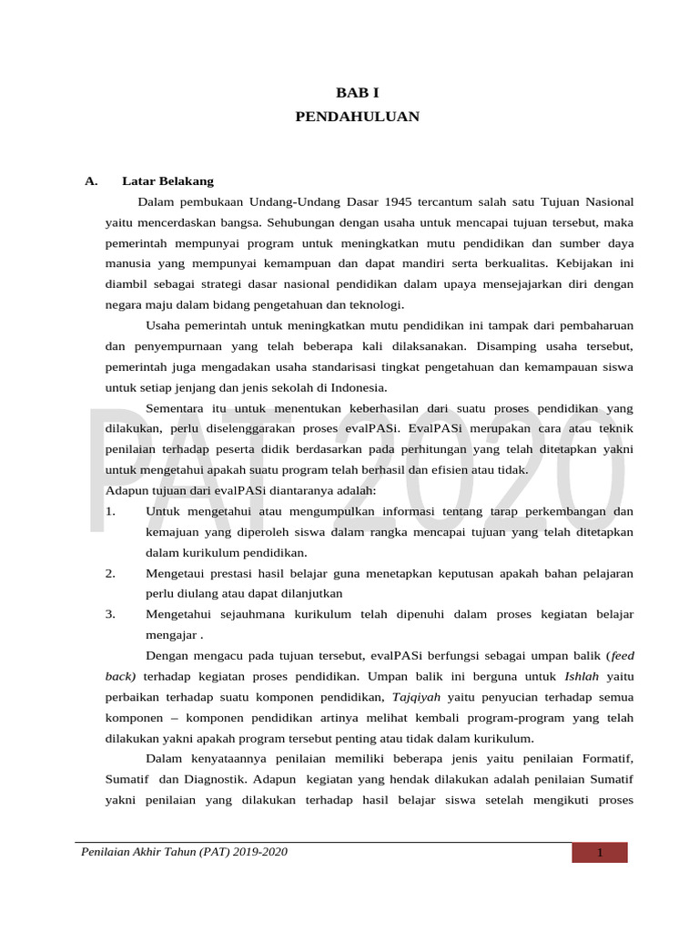 Program Kerja PAS Ganjil 2018 2019 | PDF