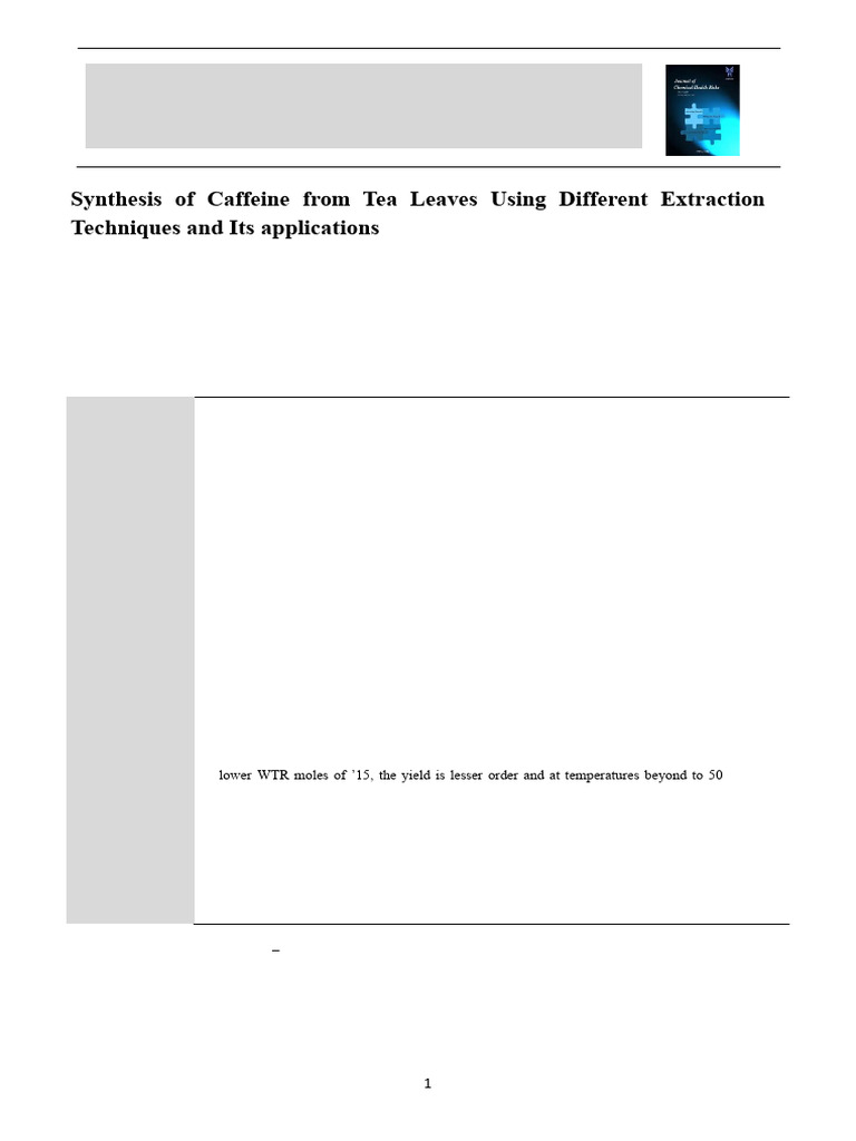 01 Journal of Chemical Health Risks | PDF | Caffeine | Solubility