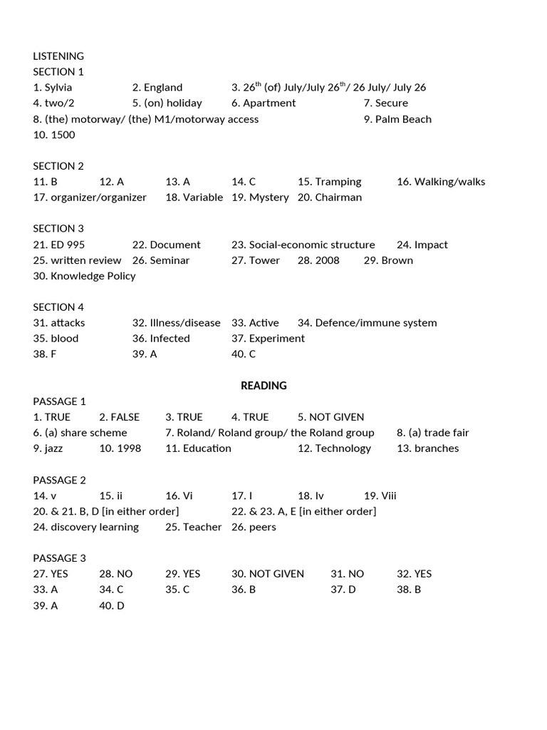 Ielts Progress Test - Key | PDF