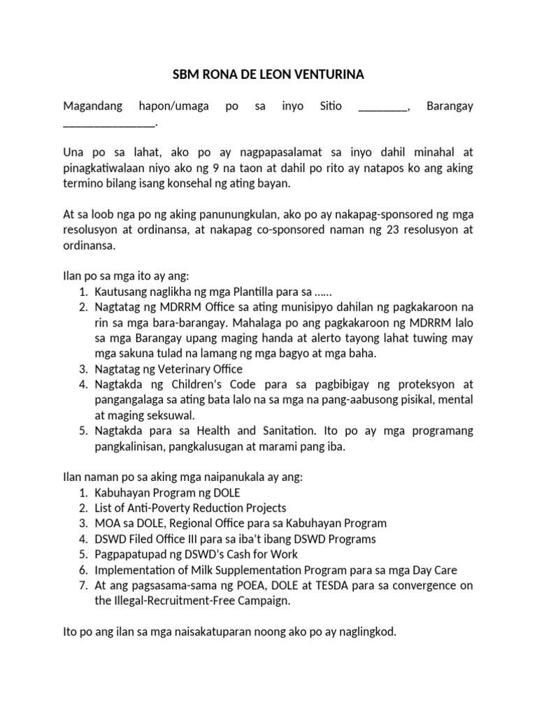 SBM Rona de Leon Venturina | PDF