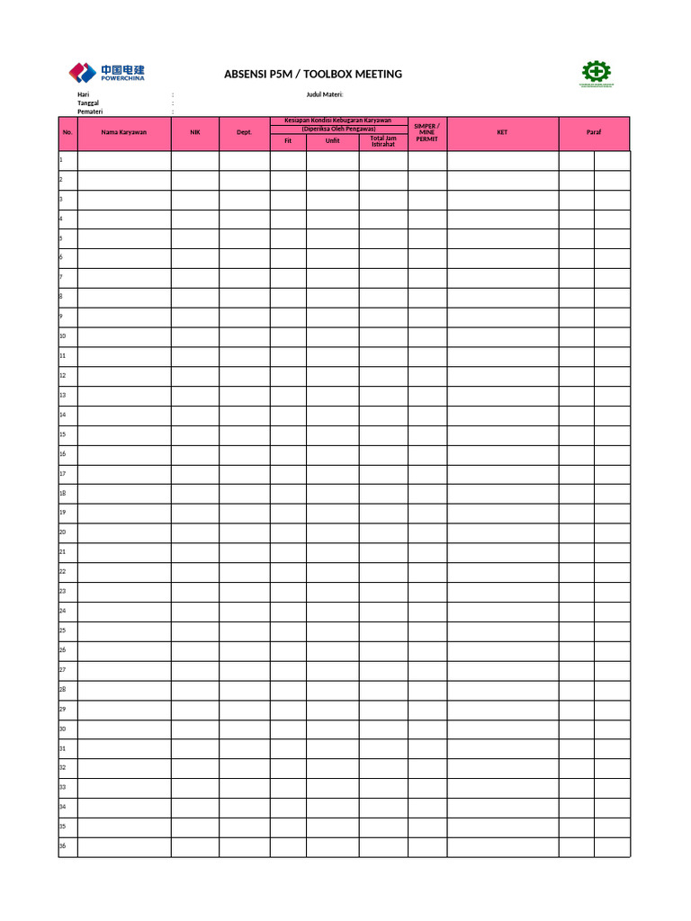 Form Absensi P5M | PDF
