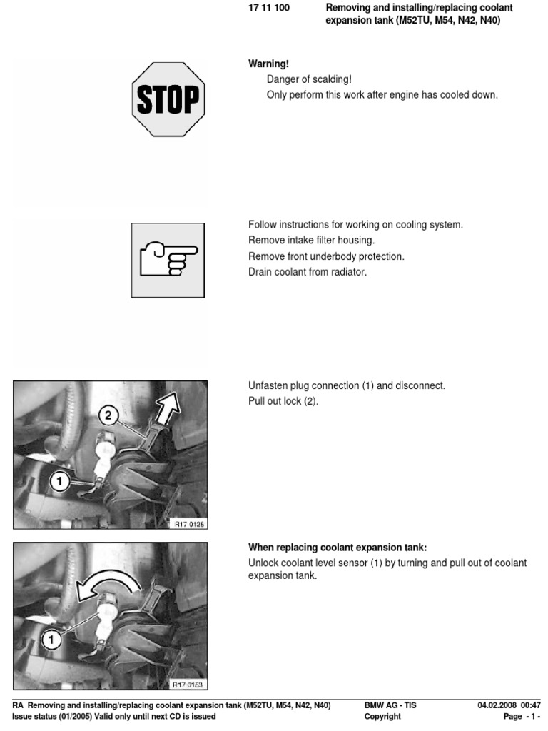 RA Removing and Installing_replacing Coolant Expansion Tank (M52TU, M54 ...