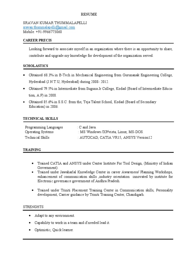 Sravan - Thummalapelli CV | PDF | Simulation | Finite Element Method