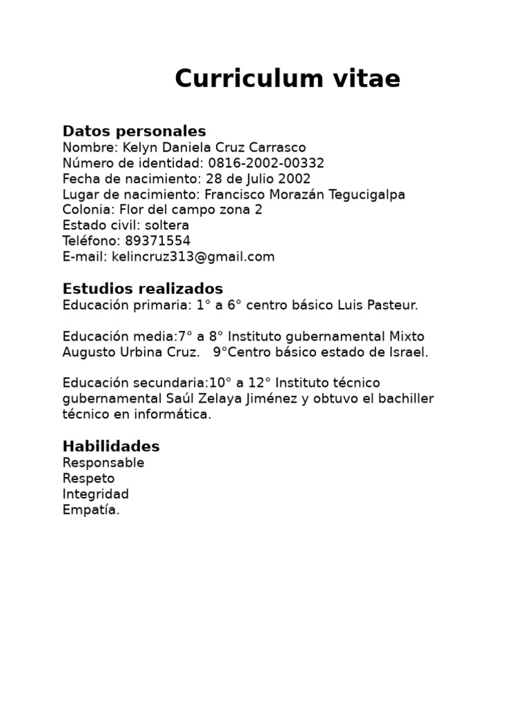 Curriculum Vitae: Datos Personales | PDF