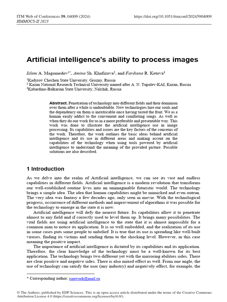 Artificial Intelligences Ability to Process Image | PDF | Artificial Intelligence | Intelligence ...
