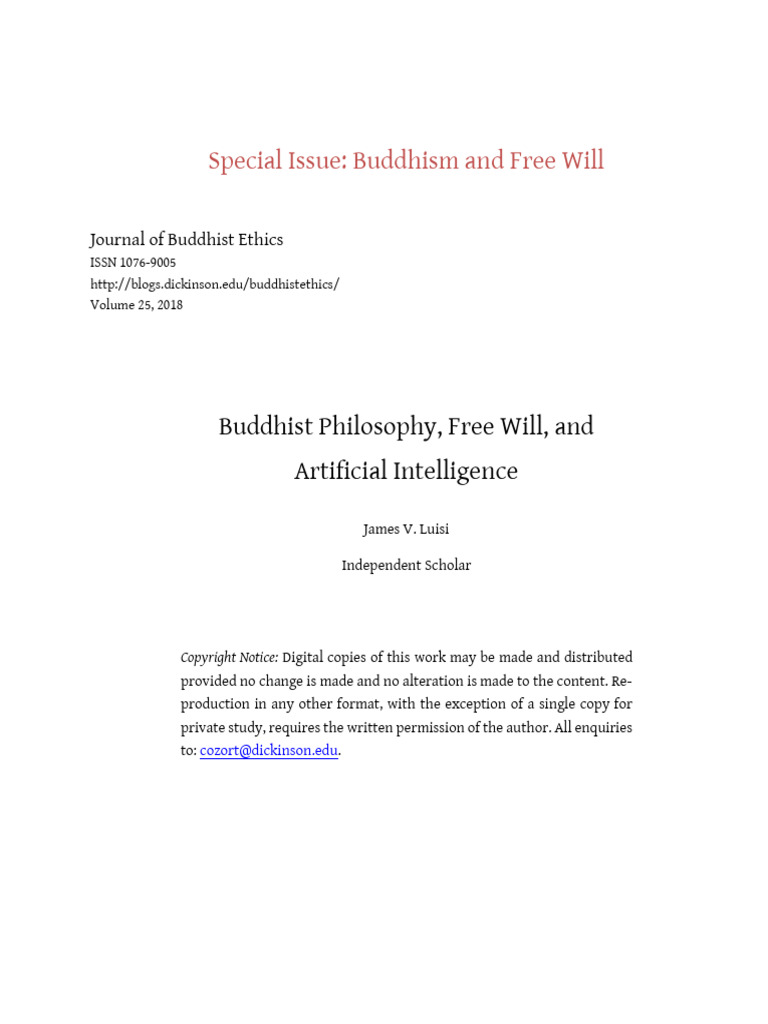 Luisi Free Will and AI Rev Final | PDF | Determinism | Free Will