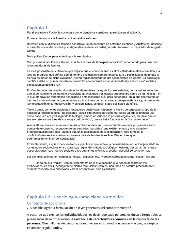 Resumen Fucito Sociología General | PDF | Hipótesis | Teoría