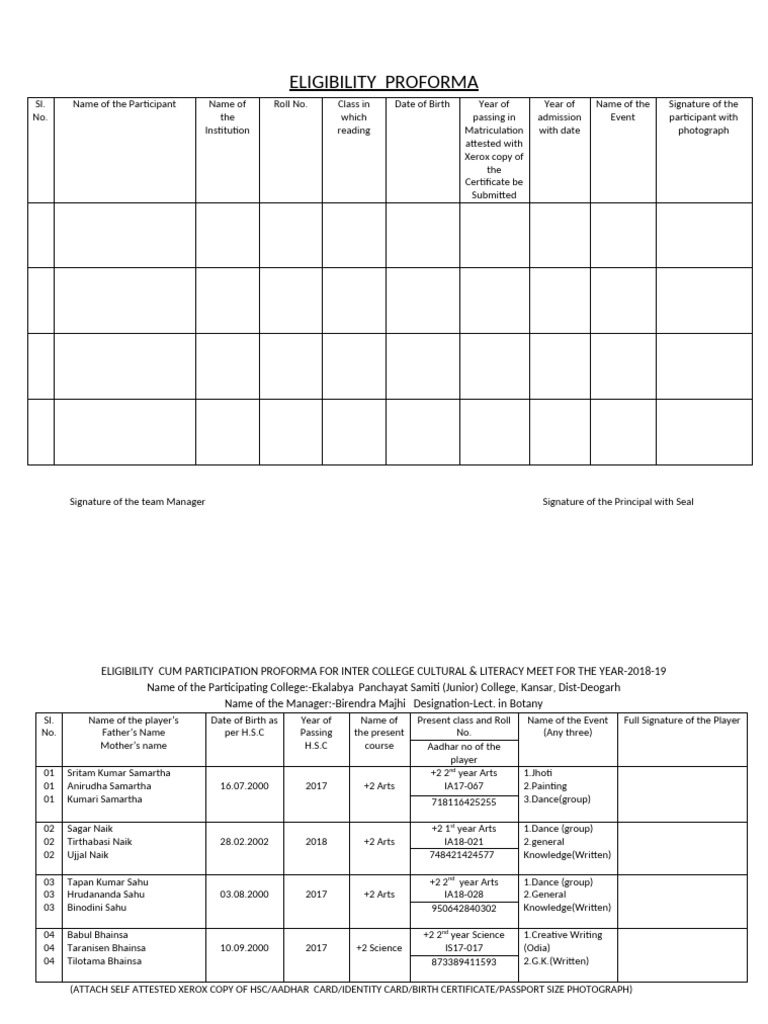Eligibility Proforma | PDF | Document | Access Control
