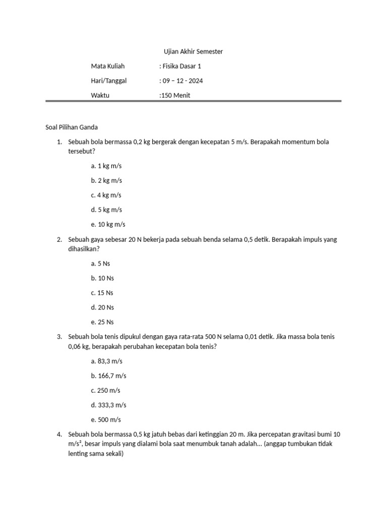 UAS Fisika Dasar 1 2024 | PDF