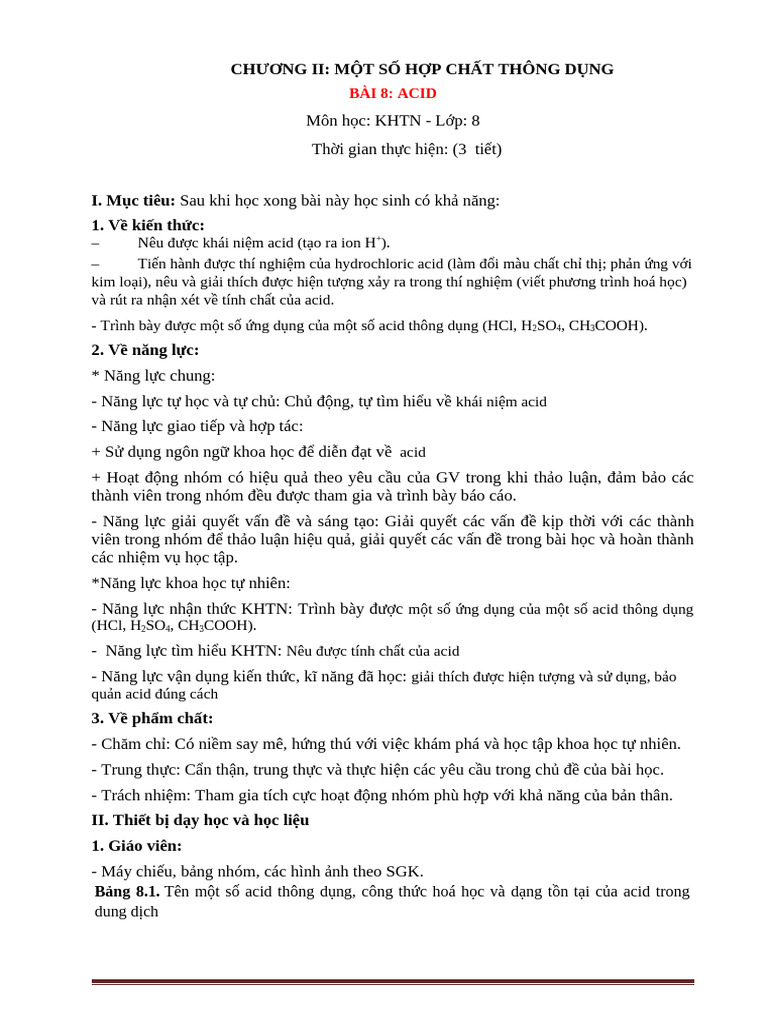 Bài 8 Acid | PDF