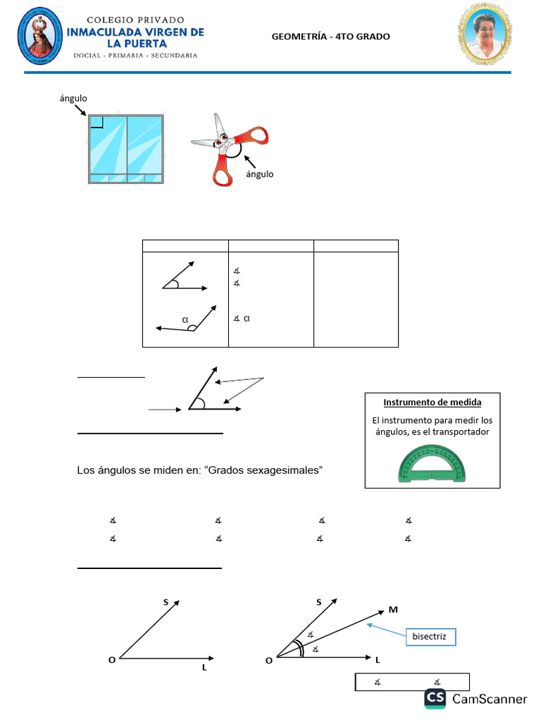 Actividades de Ángulos para 4to Grado | PDF | Ángulo | Geometría euclidiana