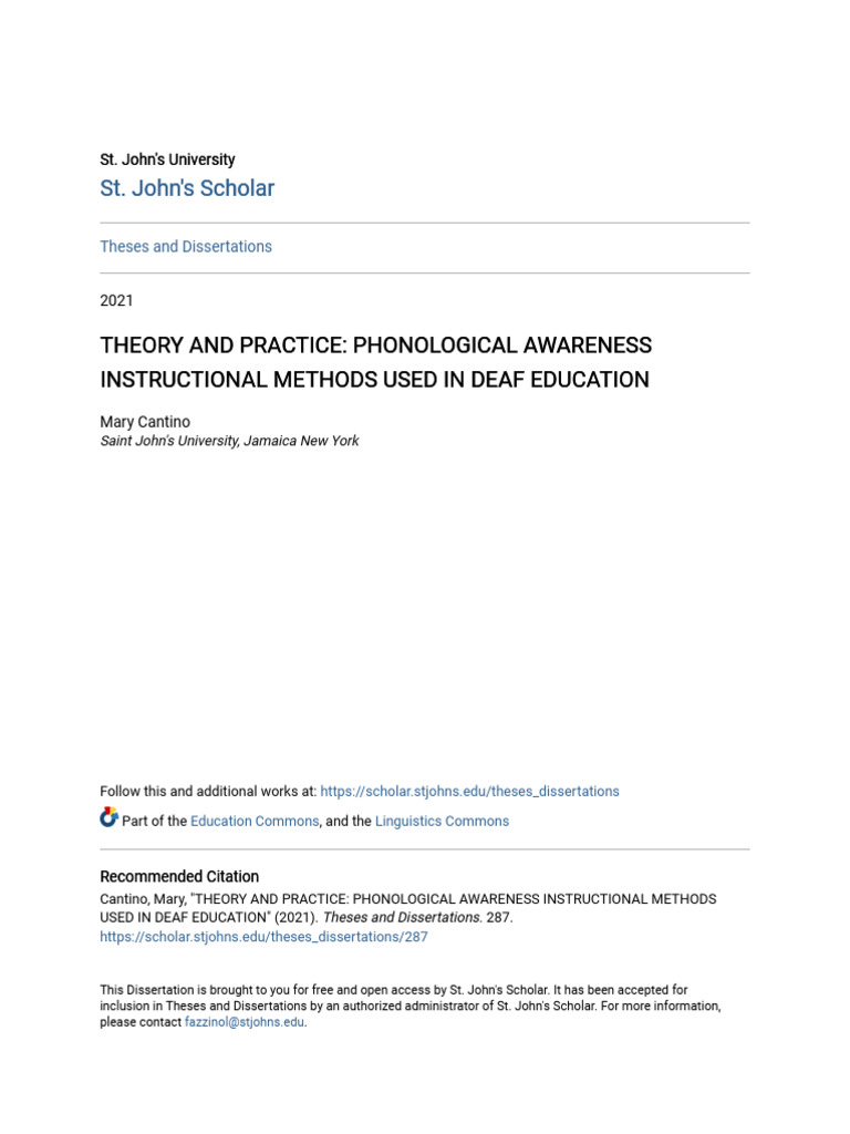 THEORY AND PRACTICE_ PHONOLOGICAL AWARENESS INSTRUCTIONAL METHODS | PDF ...