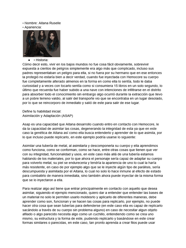 Aitana Ruselle (Génesis Fall) | PDF | Mutación | Cuchillo