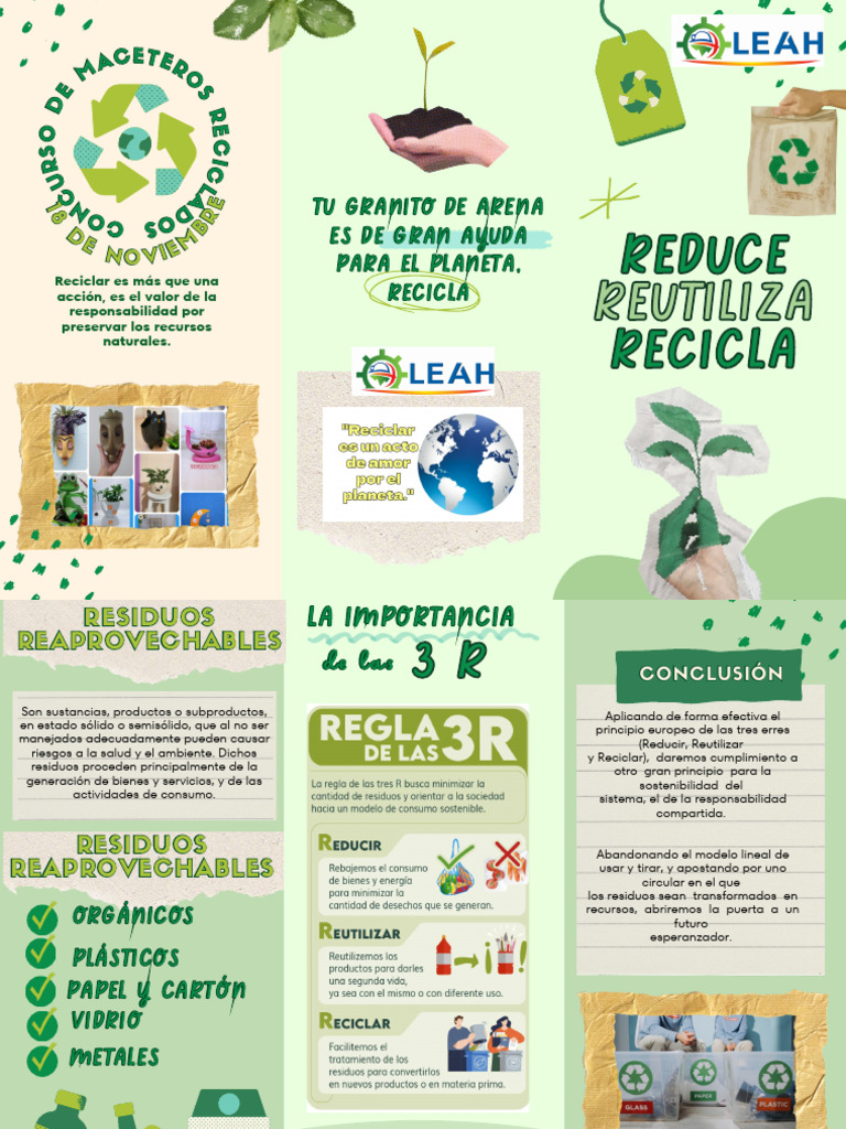 Tríptico Informativo Del Día Del Reciclaje Ilustrado Verde | PDF ...