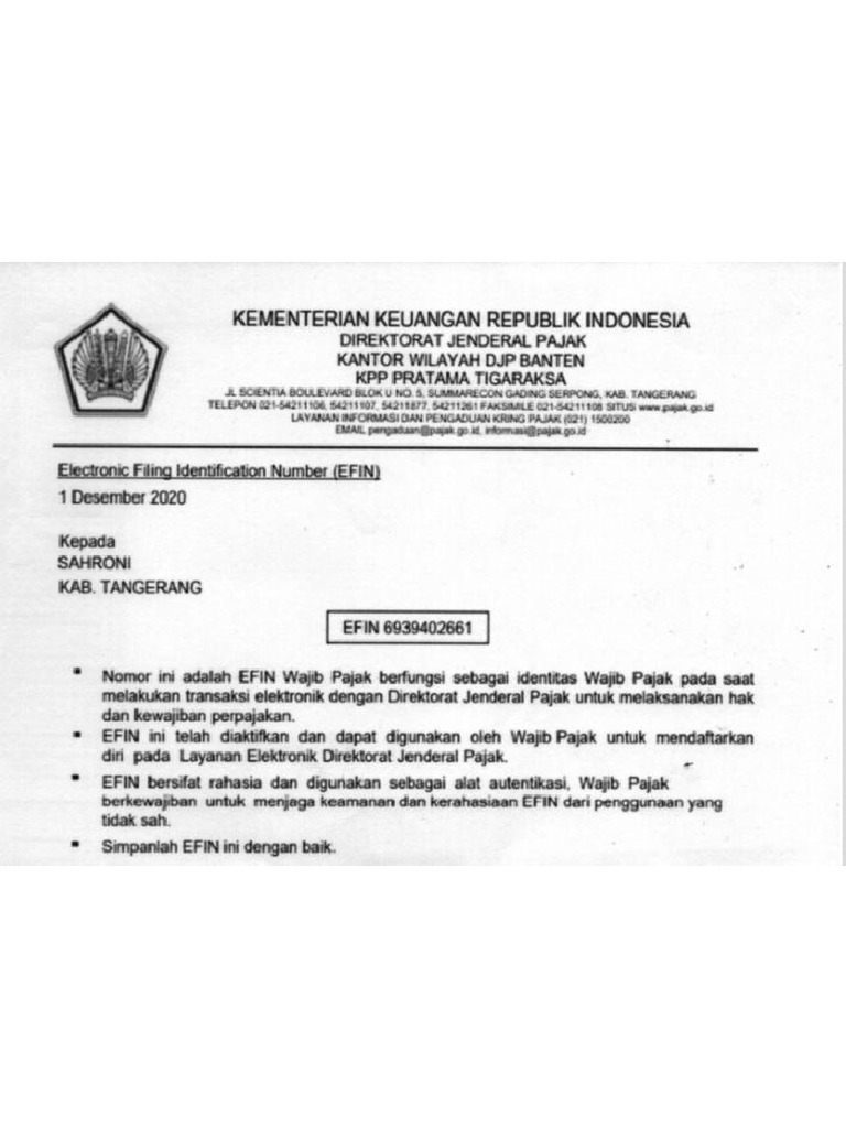 efin pajak | PDF