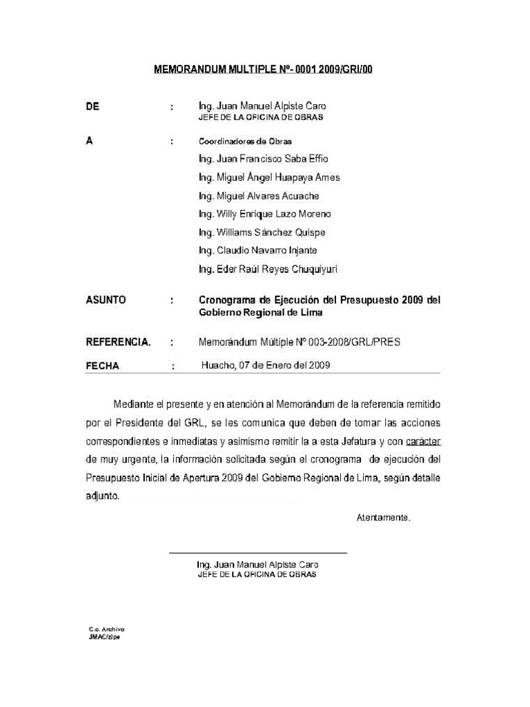 Modelo de Memorandum Multiple | PDF