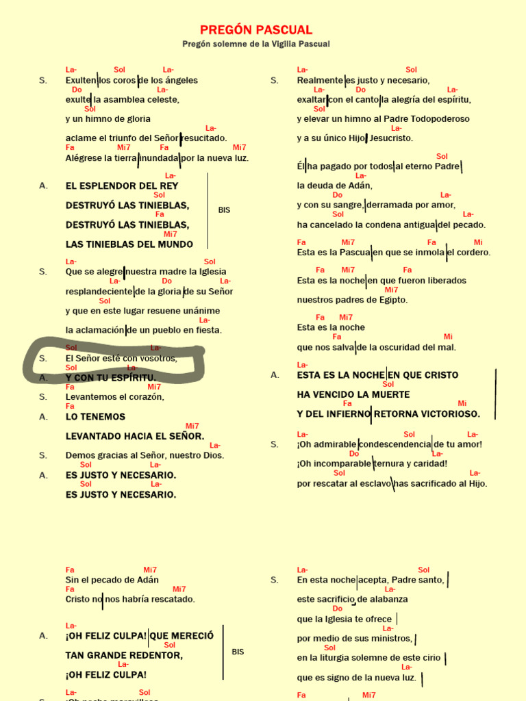 Pregón Pascual: Letra y Acordes | PDF | Pascua de Resurrección | Cristo ...