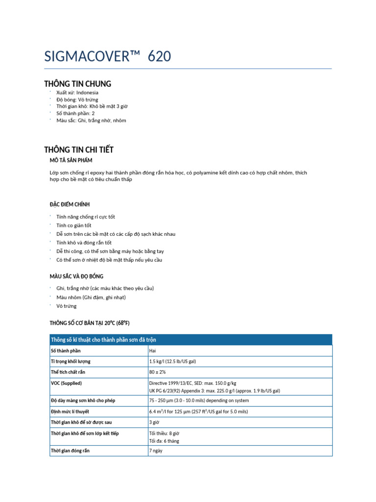 Sigmacover 620 VN | PDF