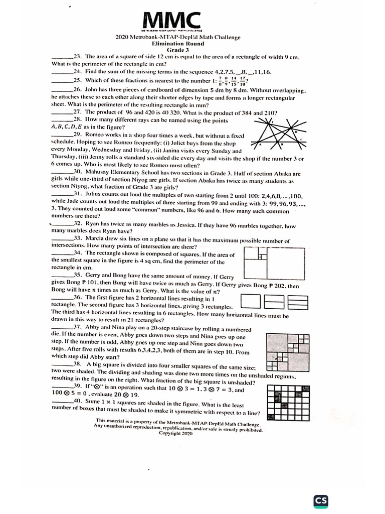 Grade 3 Mtap Reviewer | PDF