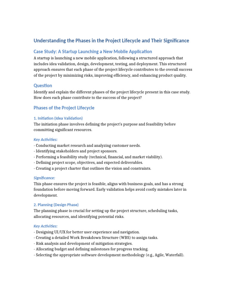 Project Lifecycle Case Study Revised | PDF | Project Management ...
