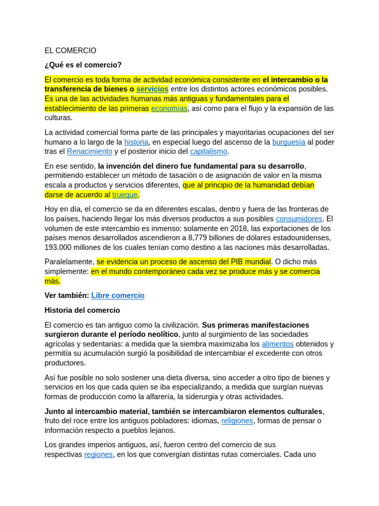 Tipos de comercio y su importancia | PDF | Comercio | Organización de ...