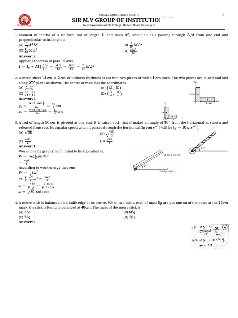 Motion of Particles Skipped | PDF | Torque | Physical Quantities