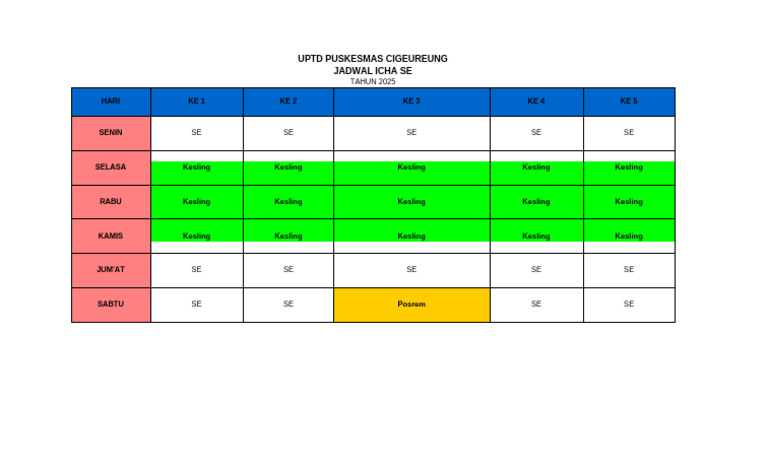 Jadwal Icha 2025 | PDF