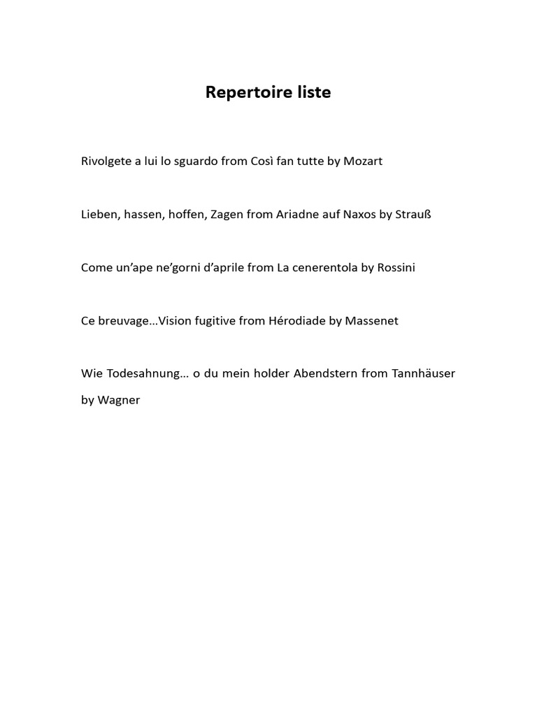 Repertoire Liste | PDF
