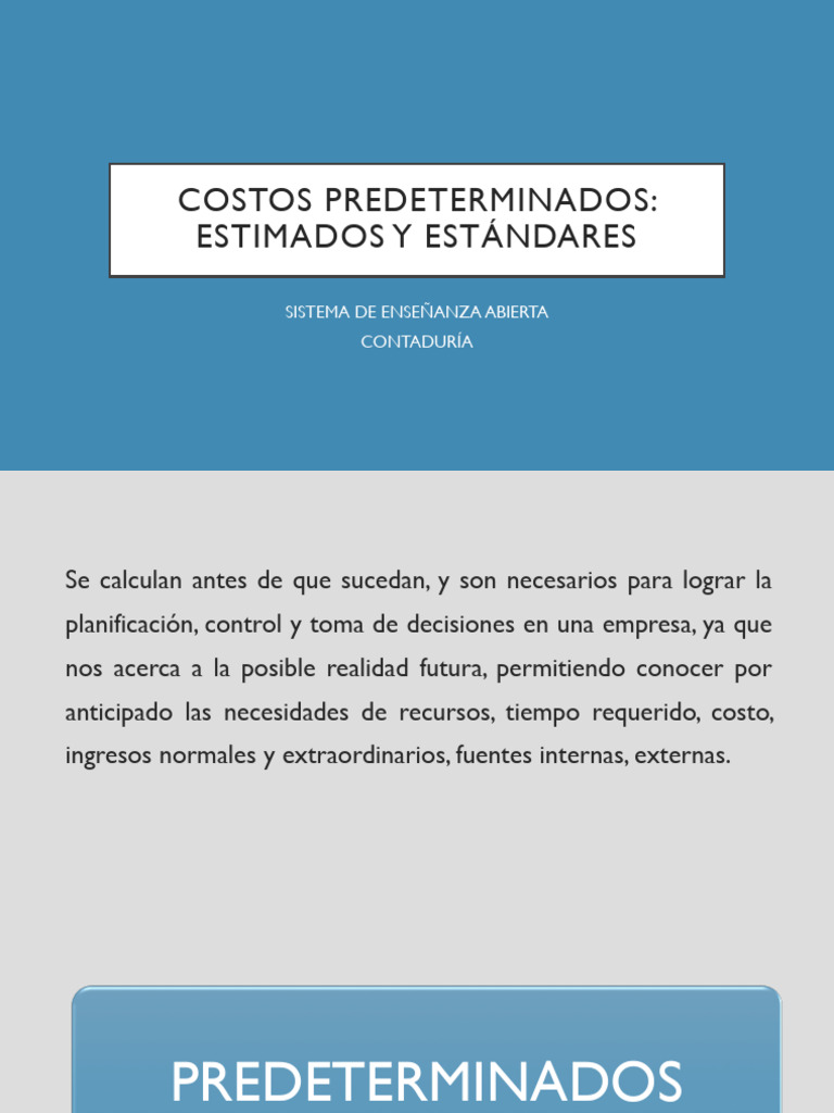 Costos Predeterminados | PDF