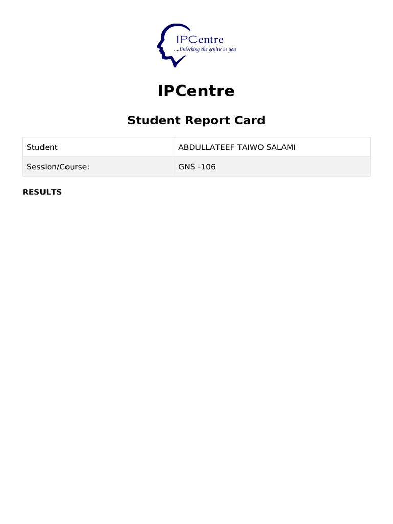 Taiwo Salami's GNS 106 Report Card | PDF