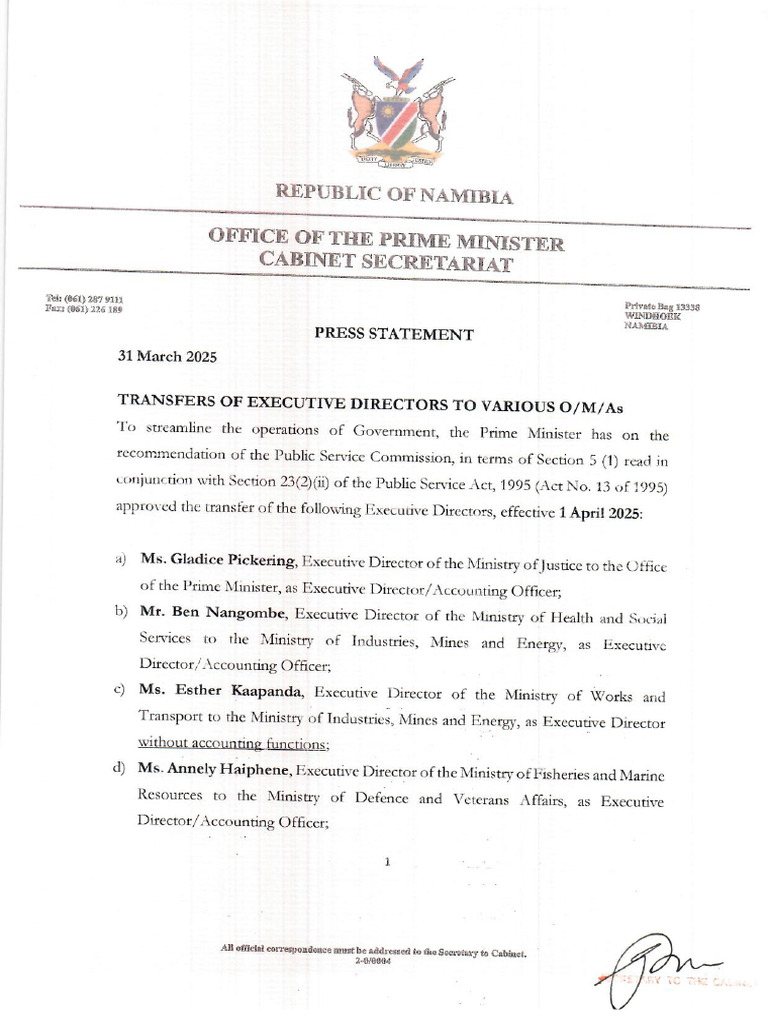 Press Statement Transfers of EDs To Various OMAs | PDF