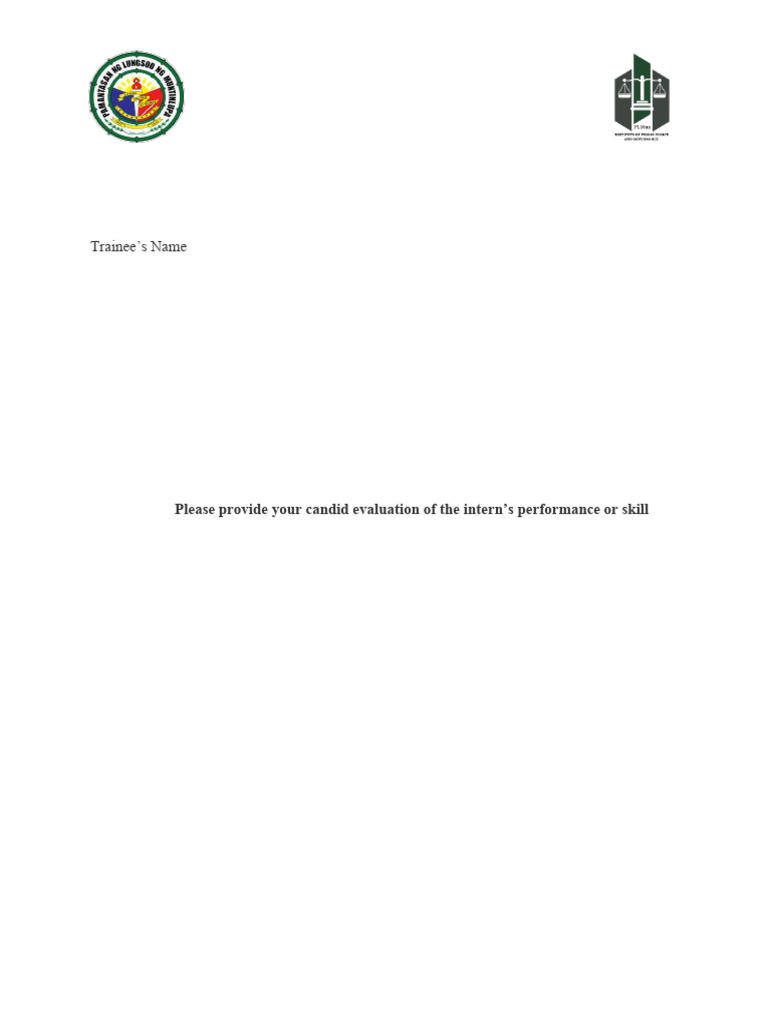 Internship Evaluation Form Template | PDF | Governance | Leadership