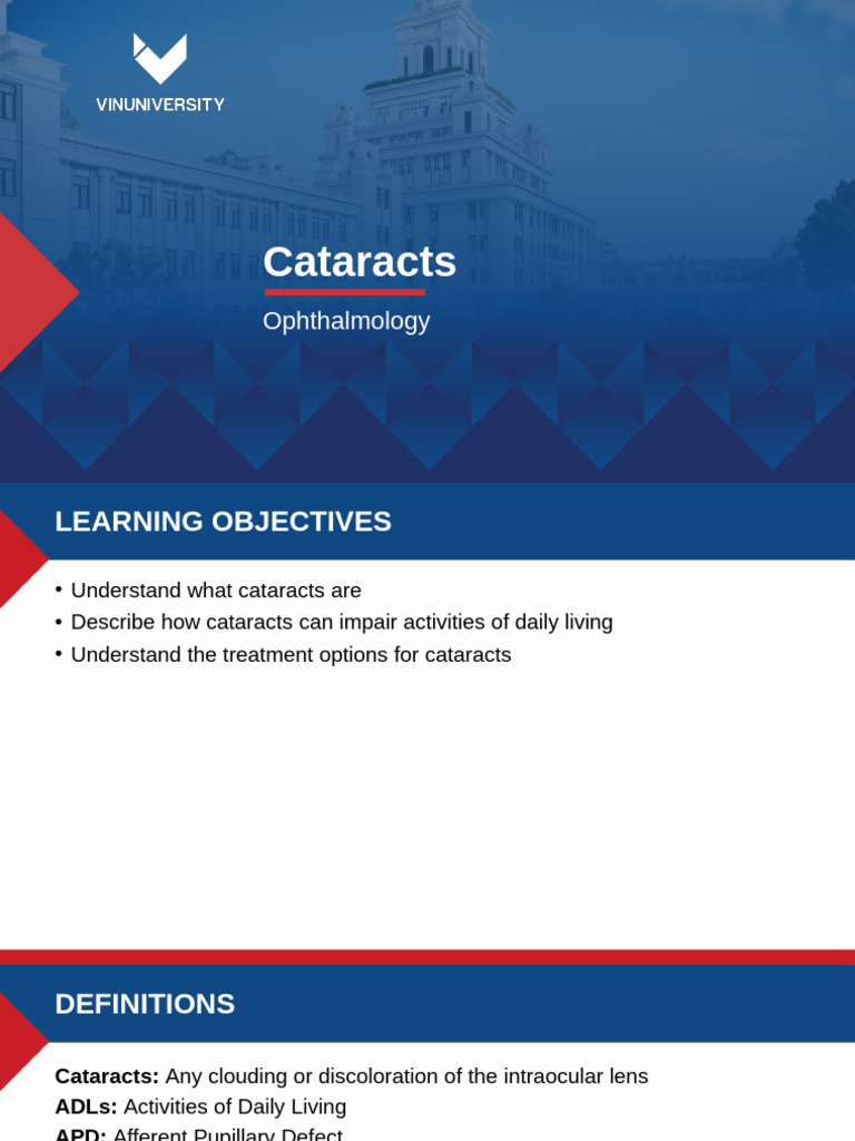 2 Ume y5 Ophthal Cataracts Pres Stu | PDF | Cataract | Visual Impairment