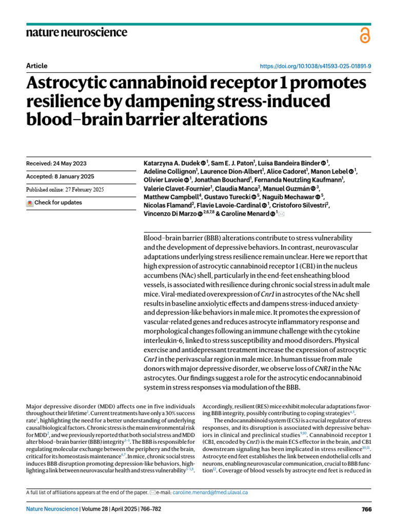 Astrocytic Cannabinoid Receptor 1 Promotes Resilience by Dampening ...