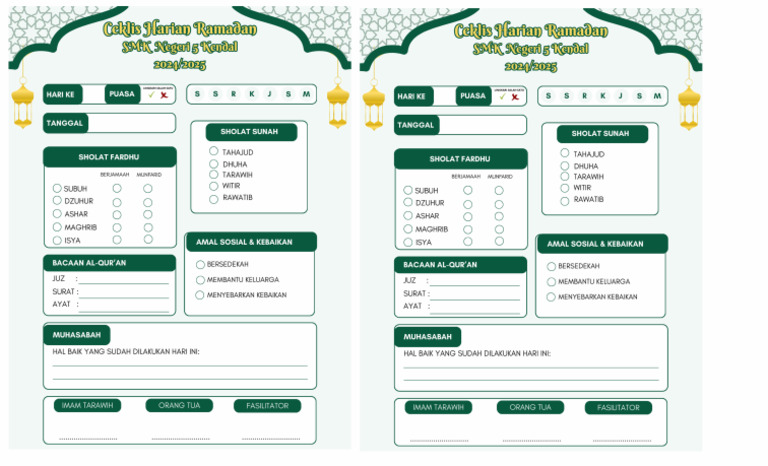 Ceklis Ramadan 2025 | PDF