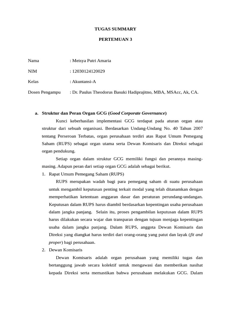 Struktur Dan Peran Organ GCG | PDF