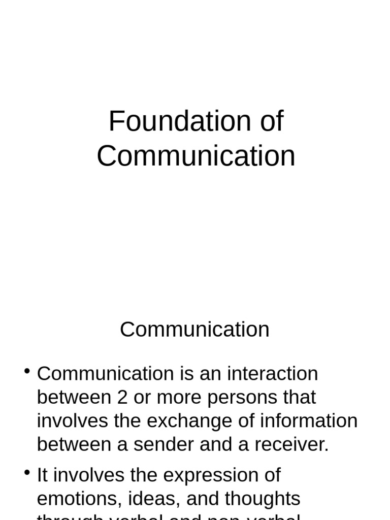 Foundation of Communication | PDF | Communication | Nonverbal Communication