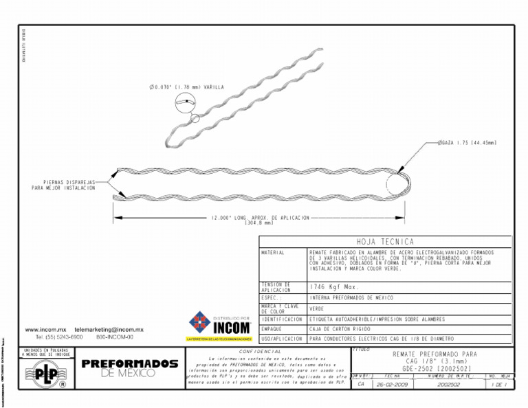 Remate Preformado para Conductores CAG | PDF | Bienes manufacturados ...