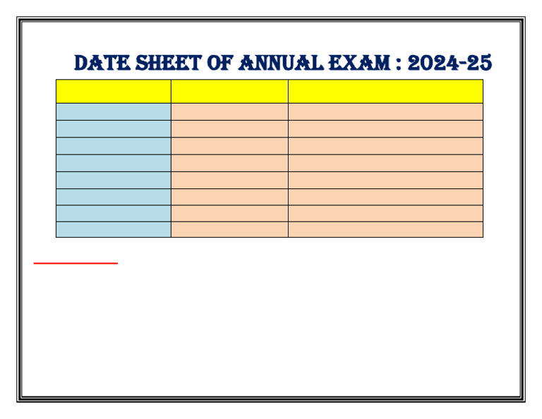 Annual Exam Date Sheet 2024-25 (For Class 8th) | PDF
