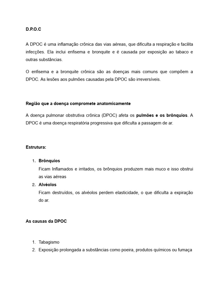 Entenda a DPOC: Sintomas e Tratamento | PDF